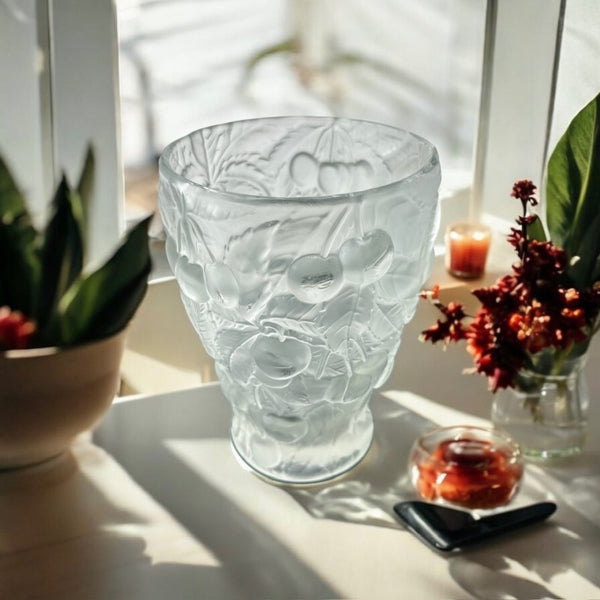 Vintage Art Deco Josef Inwald Barolac Czech Frosted Glass Cherry Vase ...